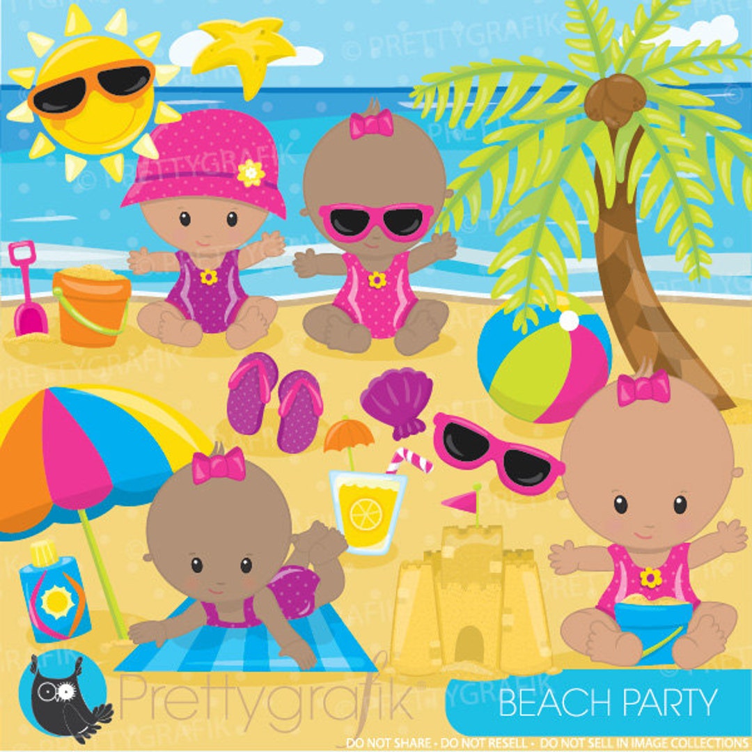 Beach Baby Girls Clipart Commercial Use, Vector Graphics, Vacation Baby ...