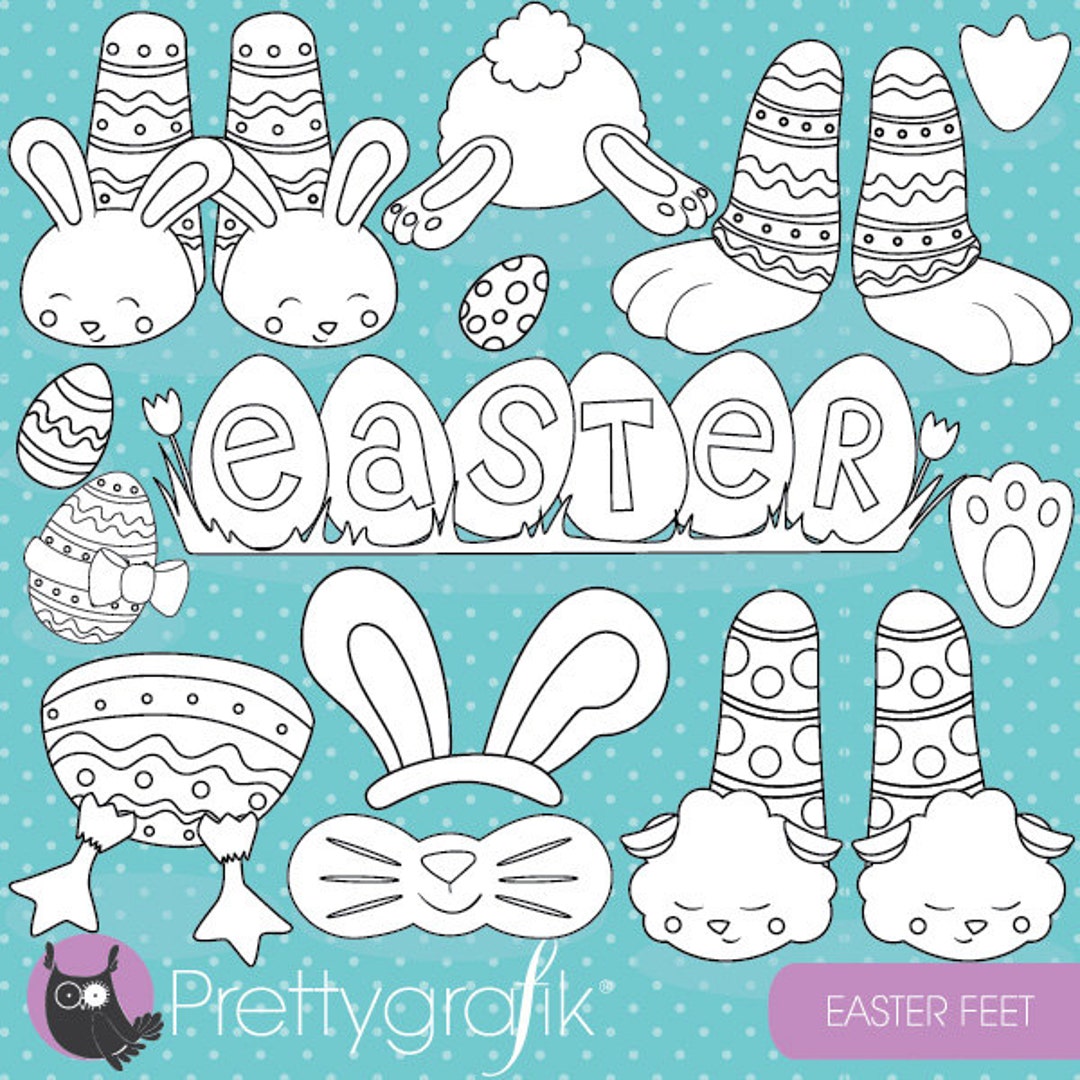 Happy Bunny Easter Stamps Commercial Use, Leprechaun Graphics, Digital ...