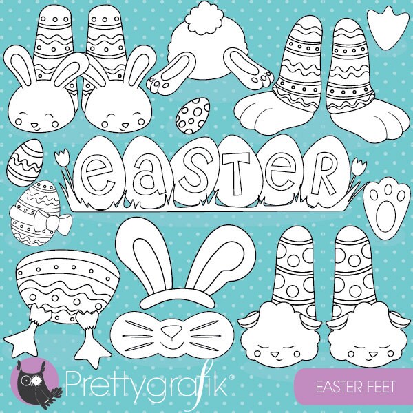 Happy Bunny Easter Stamps Commercial Use Leprechaun Graphics - Etsy