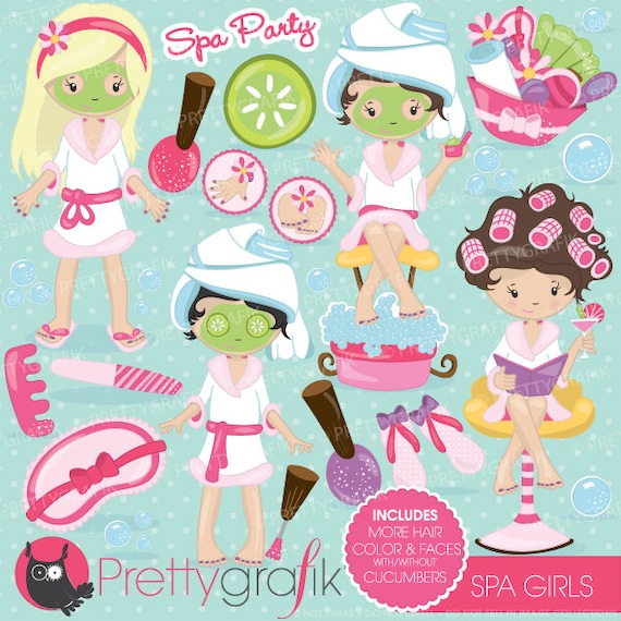 Spa girls party clipart for scrapbooking, commercial use, vector ...