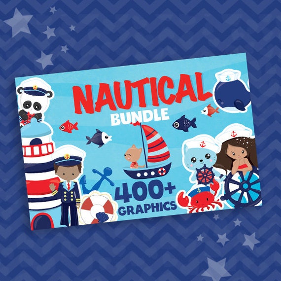 Nautical BUNDLE graphic set, clipart commercial use, fantasy clipart ...
