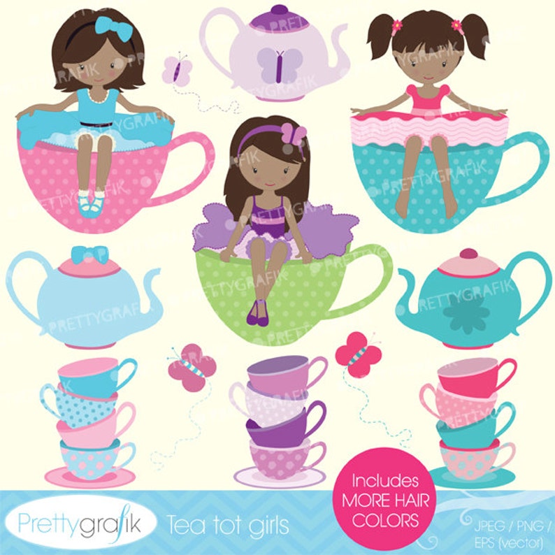 Tea Party Clipart Commercial Use Vector Graphics Digital - Etsy