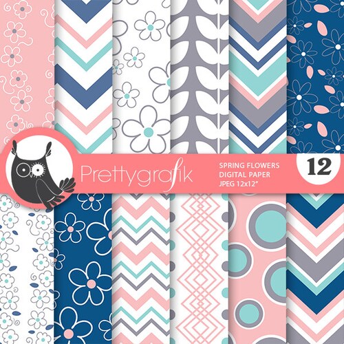 Spring Butterflies Digital Paper Flowers Digital Patterns - Etsy