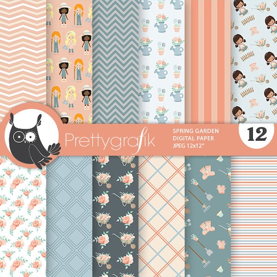 Spring Garden, patterns, commercial use, scrapbook papers, background ...