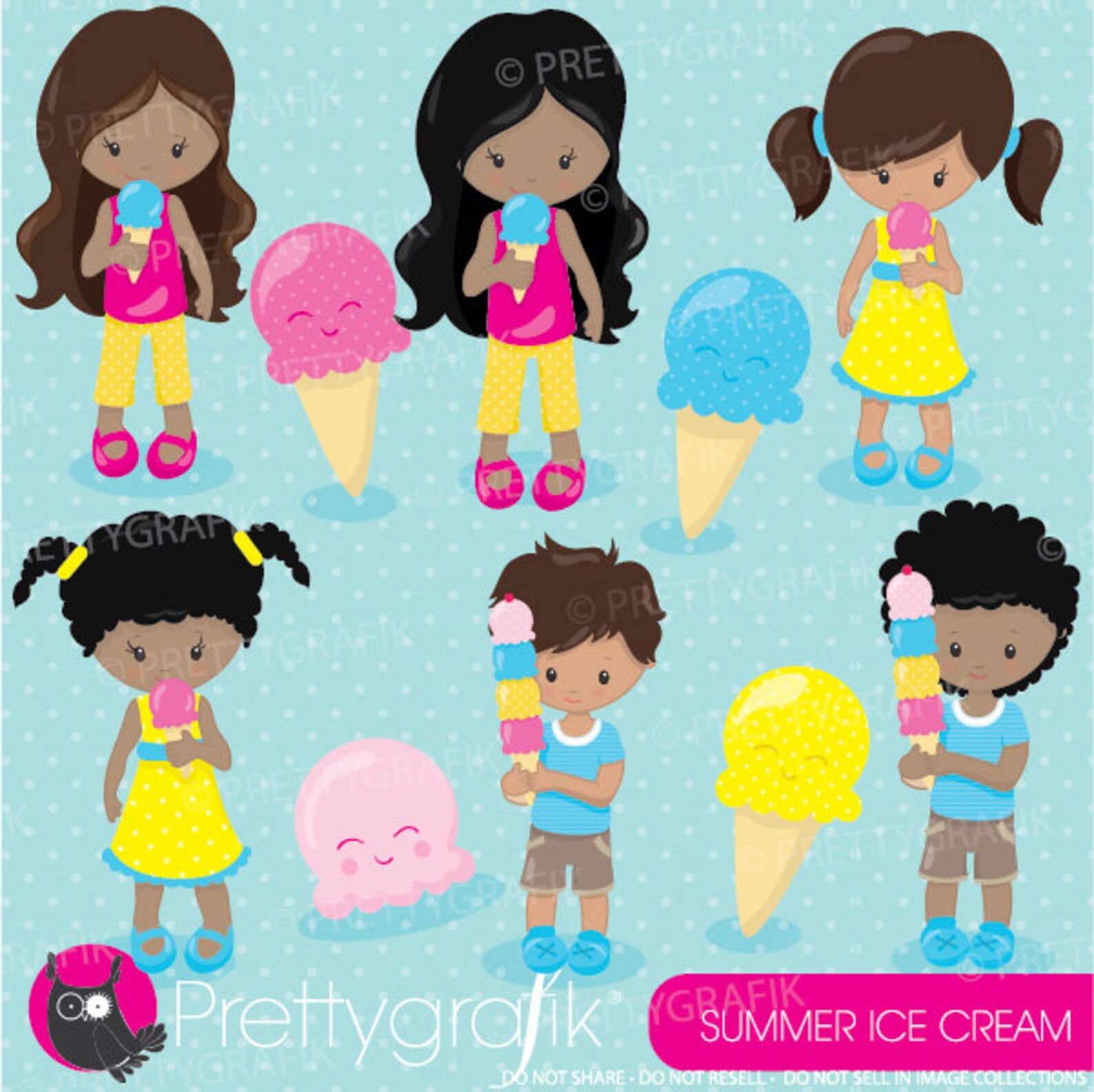 Summer Ice Cream Clipart Commercial Use Baby Hero Vector - Etsy