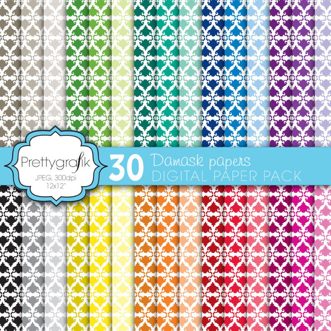 Damask Digital Paper, Commercial Use, Scrapbook Patterns, Background ...