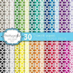 Damask Digital Paper, Commercial Use, Scrapbook Patterns, Background ...