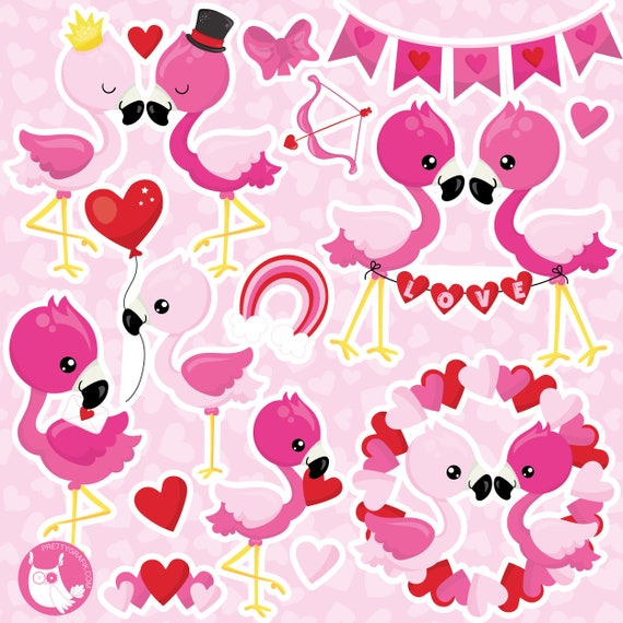 Valentine Flamingo, clipart, clipart commercial use, vector graphics ...