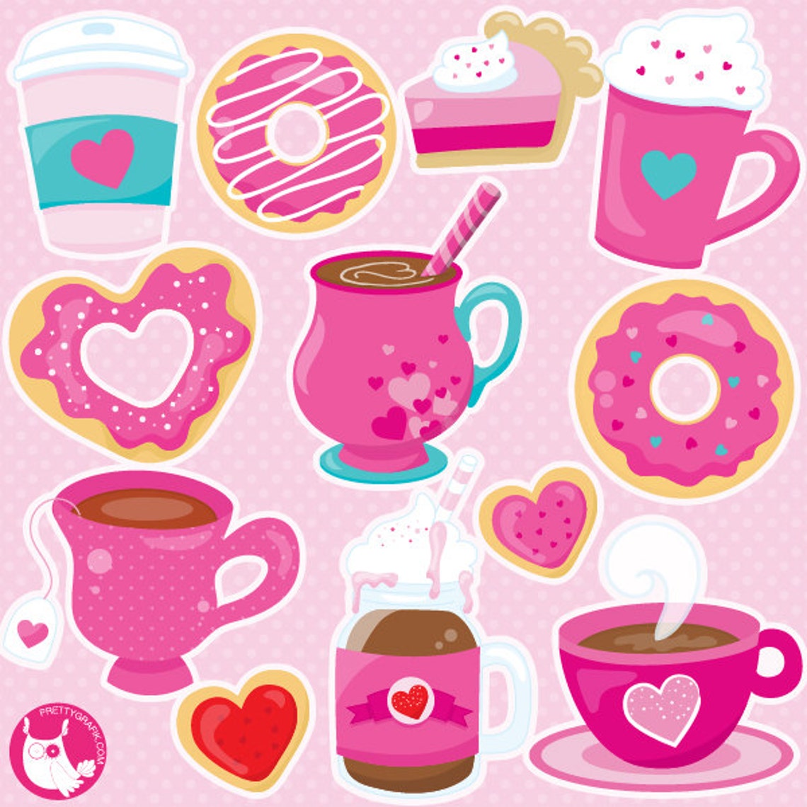 Valentine Drinks Clipart Commercial Use Coffee Vector - Etsy