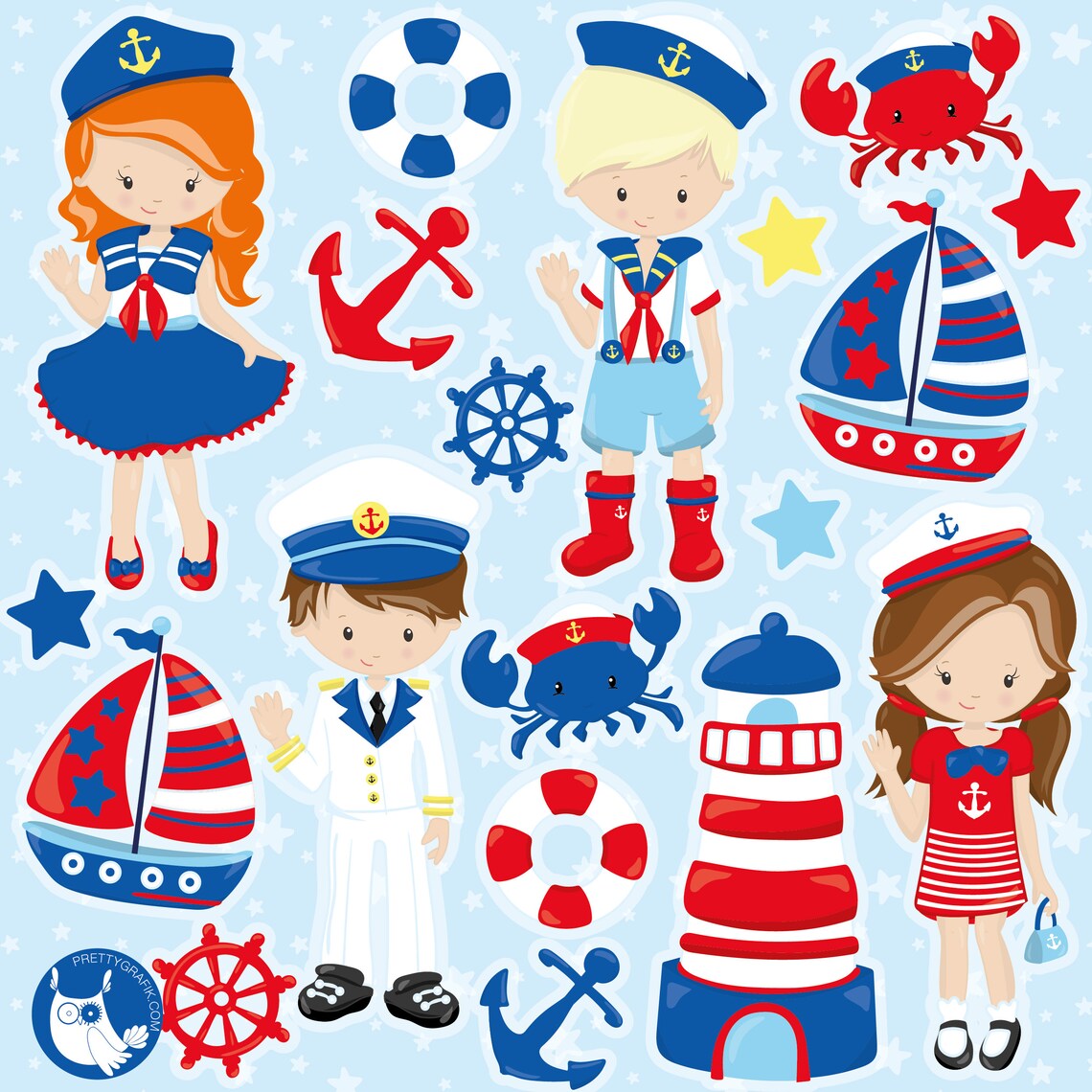 Nautical Kids Clipart Clipart Commercial Use Vector - Etsy