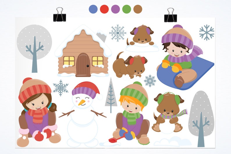 Winter Fun Clipart Clipart Commercial Use Vector Graphics - Etsy