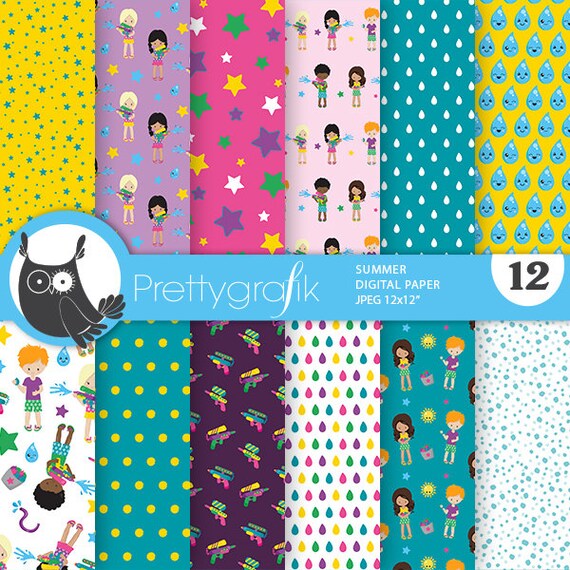 Water Play, patterns, commercial use, scrapbook papers, background ...