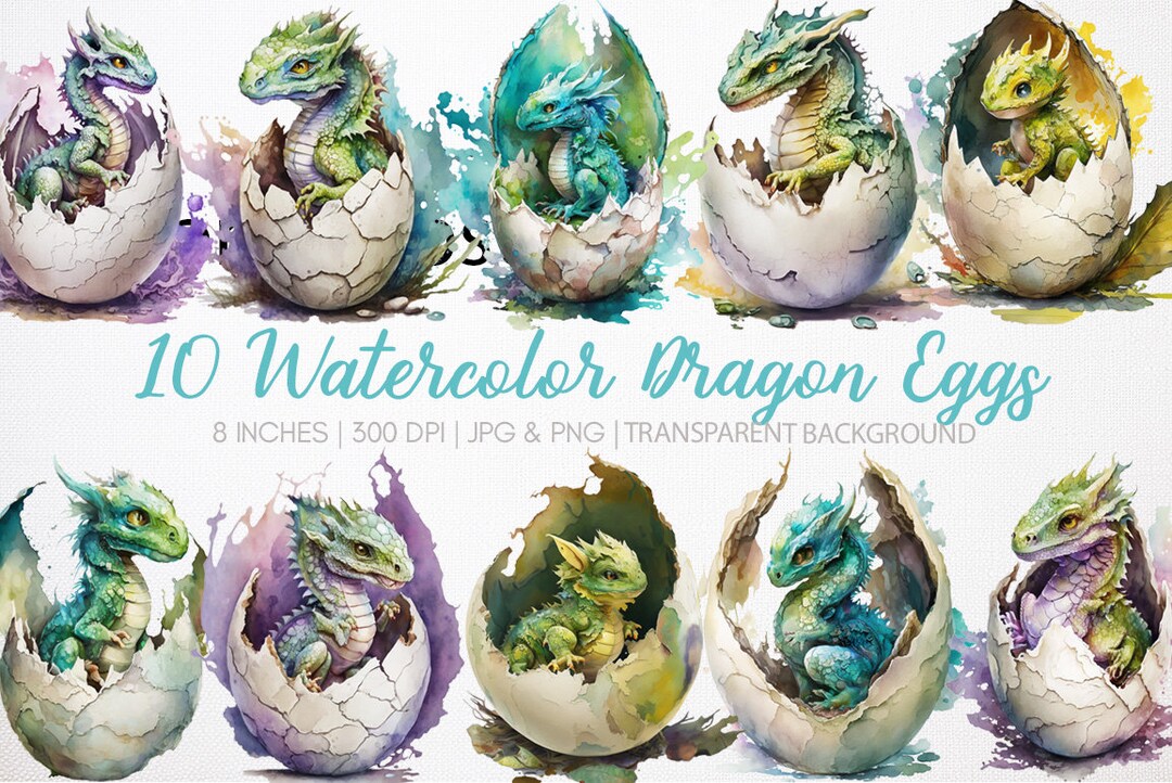 Dragon Egg Watercolor, Clipart, Clipart Commercial Use, Illustration ...