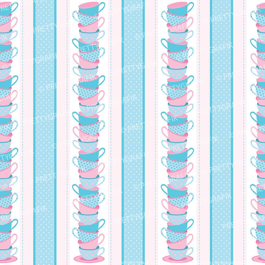 Tea Party Digital Paper Commercial Use Scrapbook Patterns - Etsy