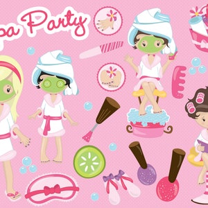 Spa Girls Clipart for Party Printables, Png, Graphics, Printable ...