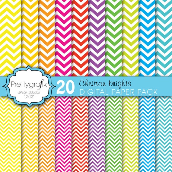 20 Chevron Brights Digital Paper Commercial Use Scrapbook - Etsy