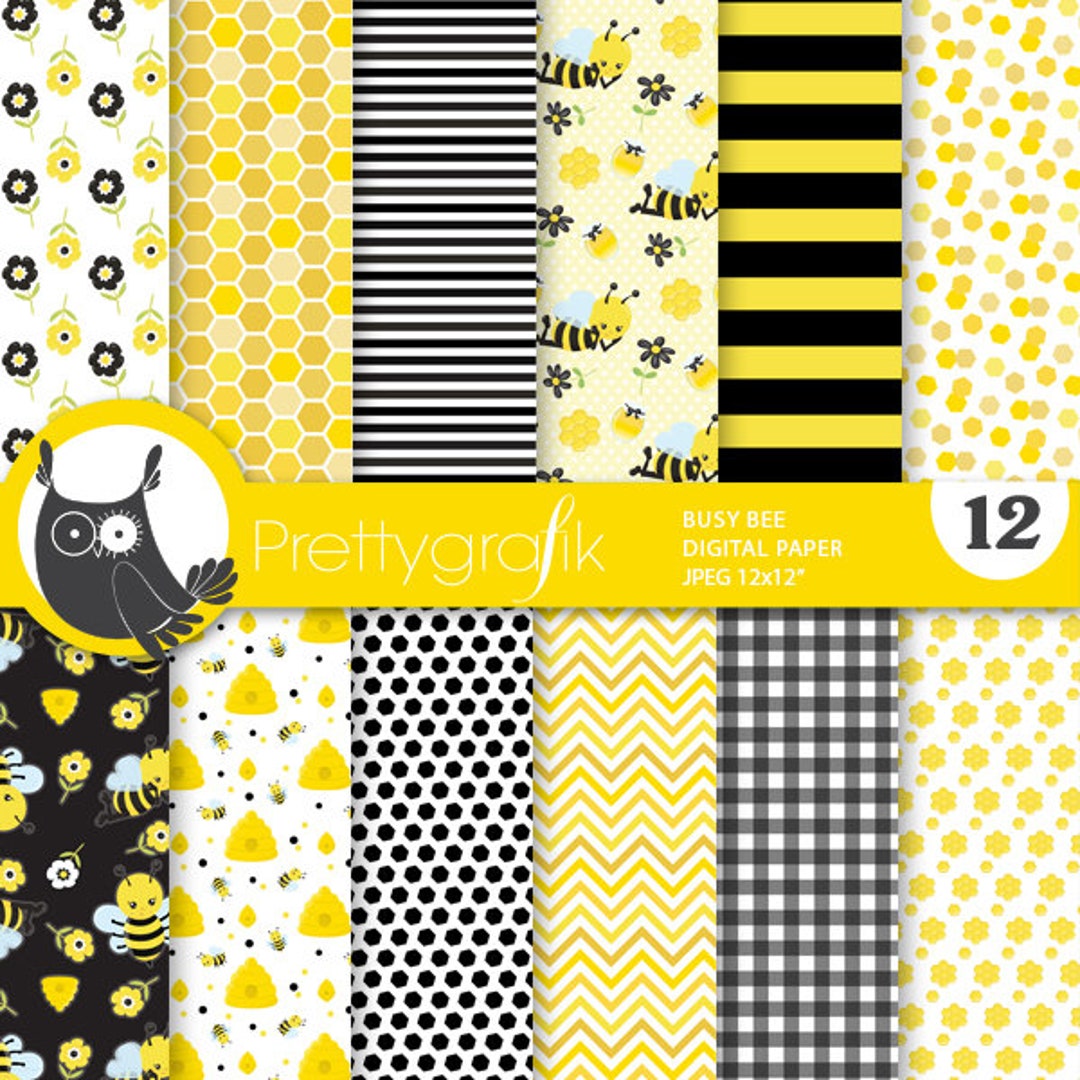 Busy Bee Digital Paper, Commercial Use, Scrapbook Patterns, Background ...