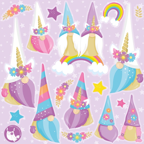 Unicorn gnomes, clipart, clipart commercial use, vector graphics, clip ...