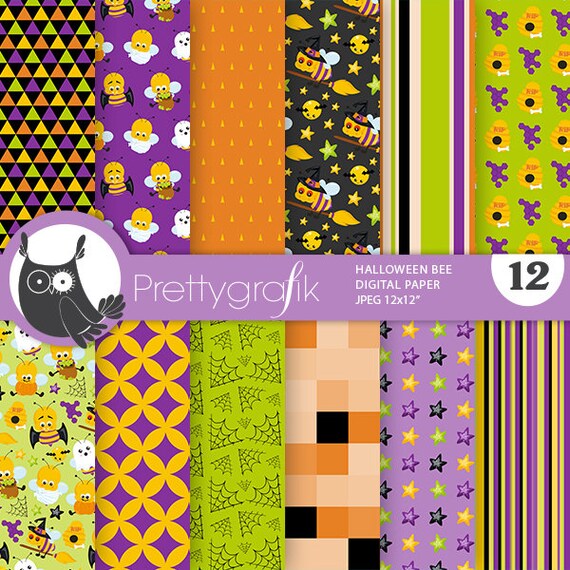 Halloween Bee, papers, commercial use, scrapbook papers, background ...