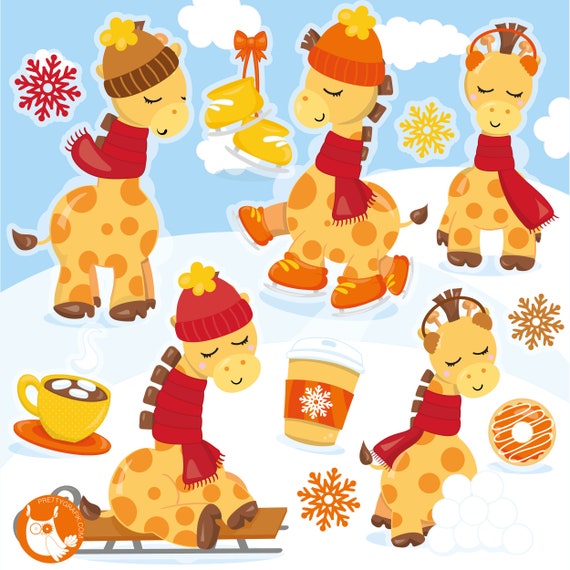 Winter Giraffe, clipart, clipart commercial use, vector graphics, clip ...