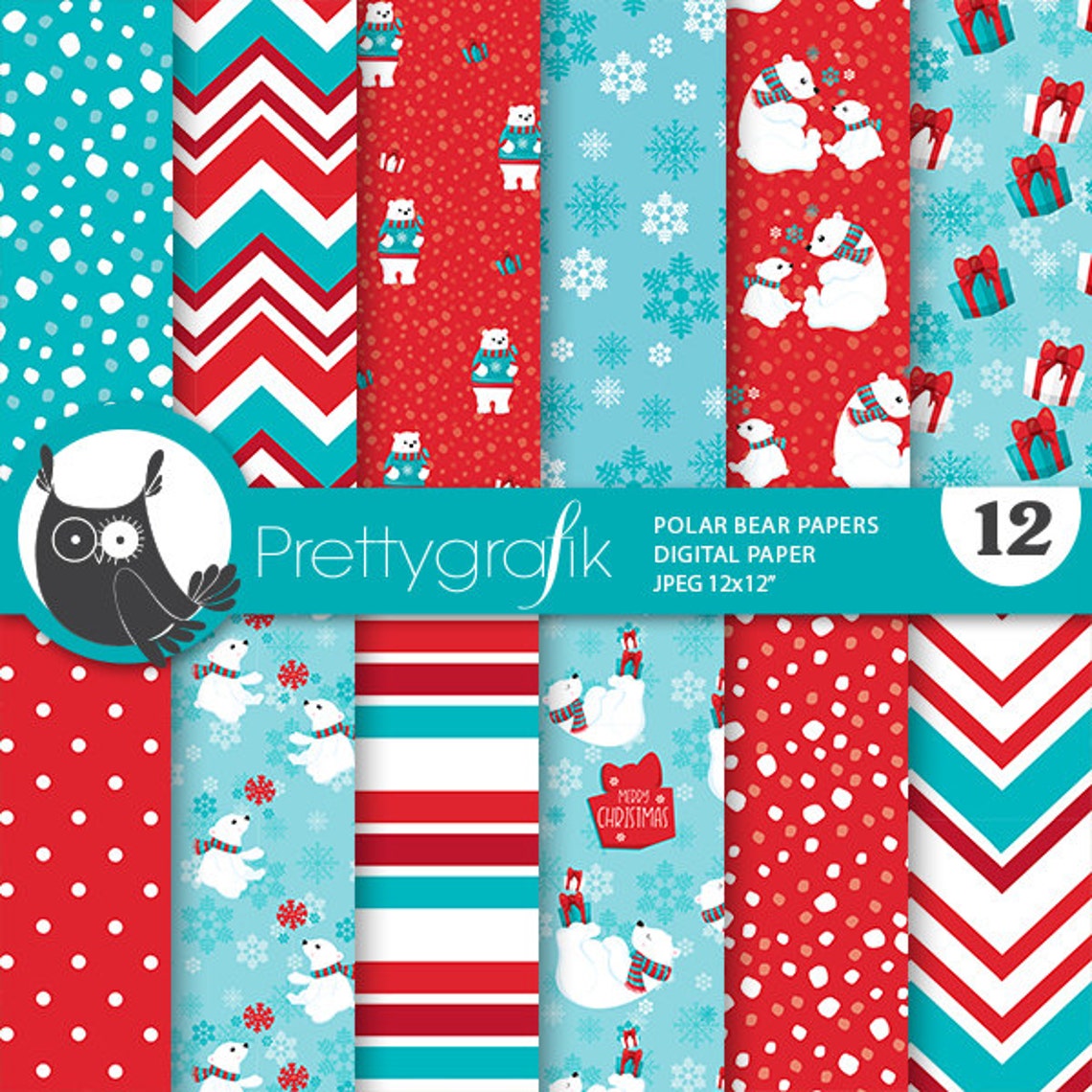 Polar Bears Digital Paper Polar Bear Commercial Use - Etsy
