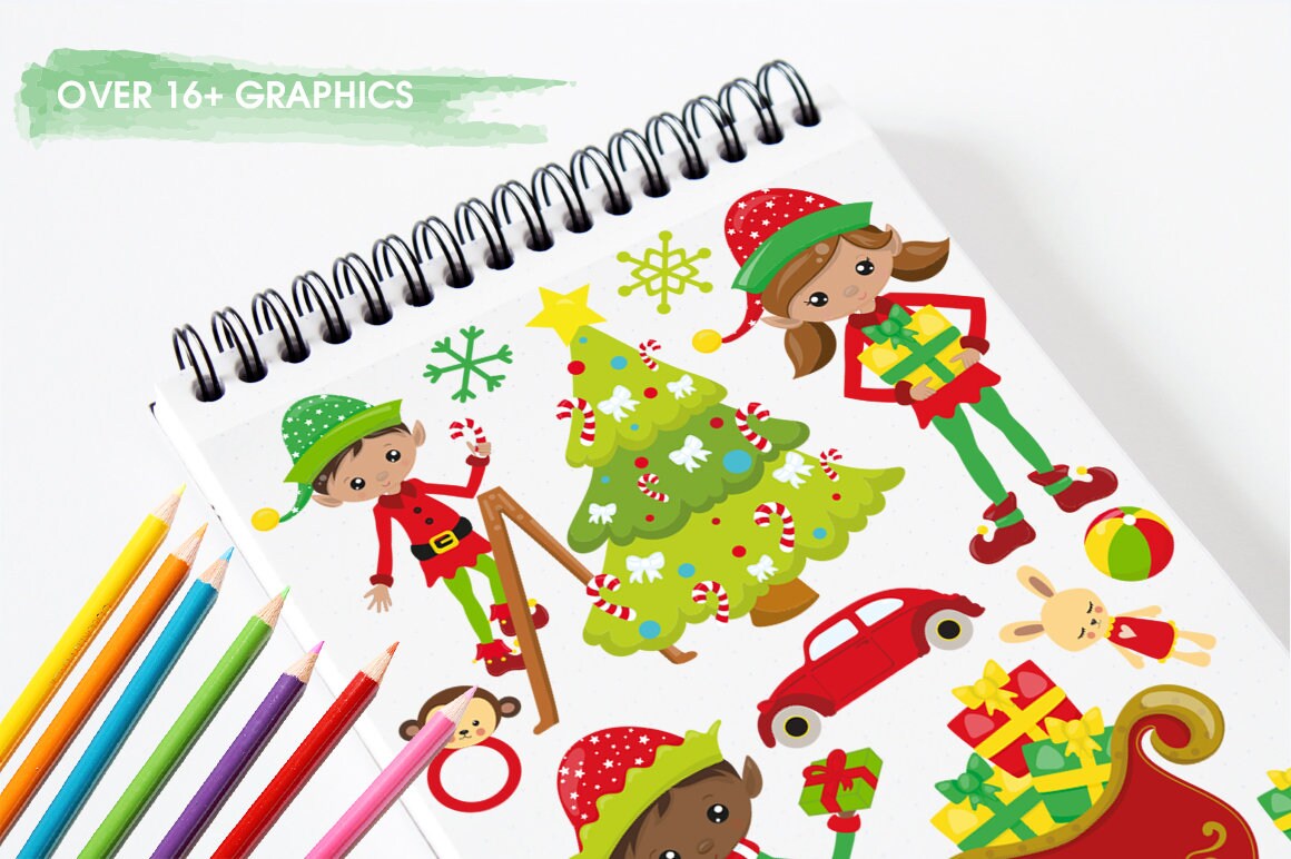 Elf Workshop Clipart Clipart Commercial Use Vector - Etsy