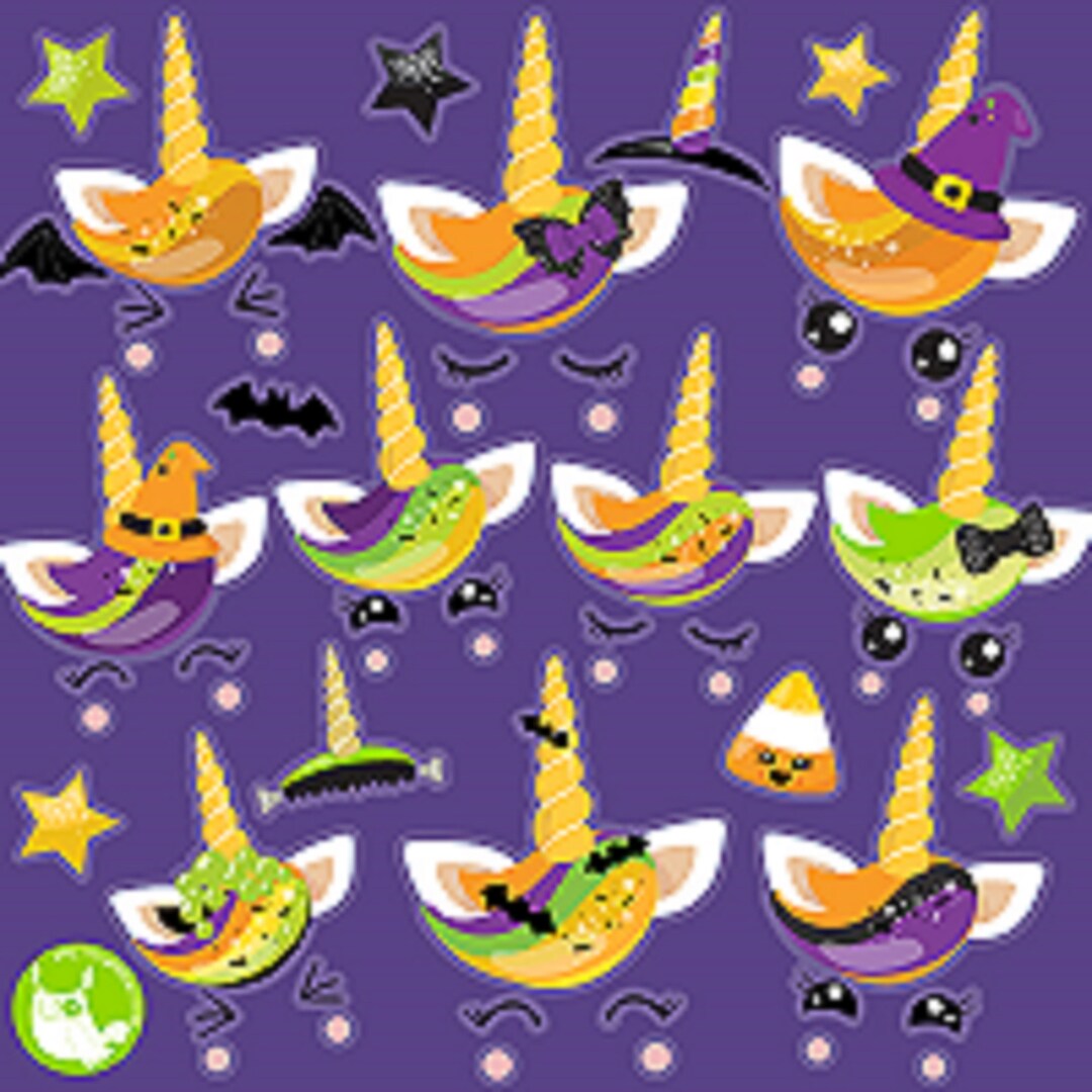 Kawaii Unicorn Clipart Commercial Use, Vector Graphics, Digital Clip ...