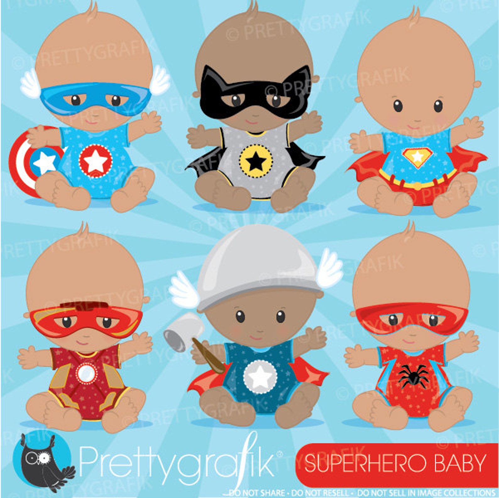 Superhero Baby Clipart Commercial Use Baby Hero Vector - Etsy