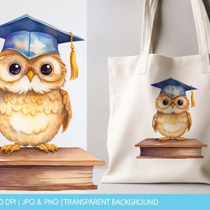 Graduation Owls Clipart Watercolor Png Graphics Printable - Etsy