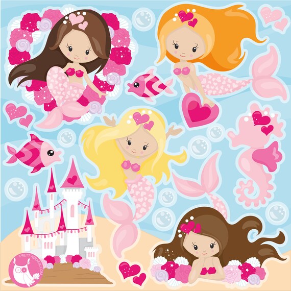 Valentine Mermaid, clipart, clipart commercial use, vector graphics ...