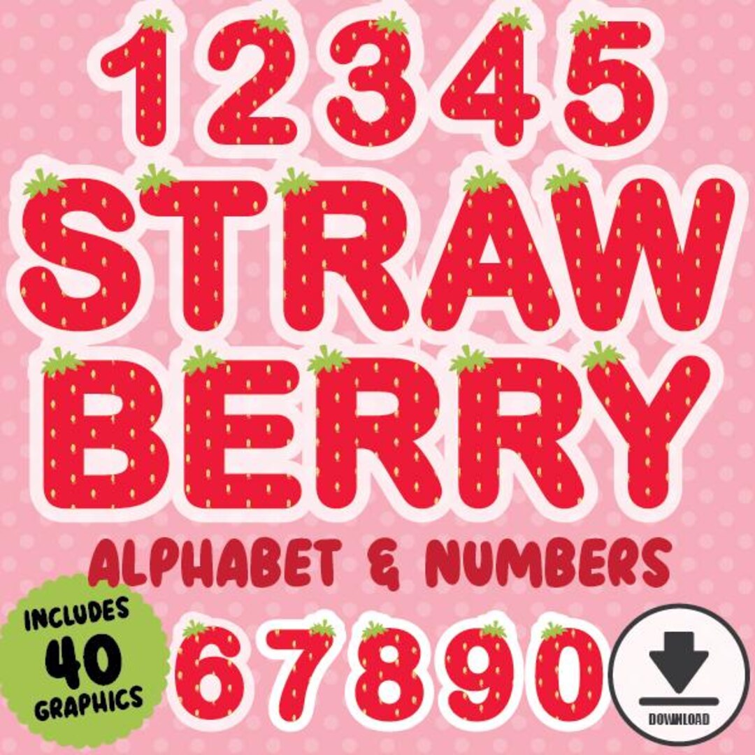 Strawberry Alphabet Clipart Fruit Png, Graphics, Printable, Commercial ...