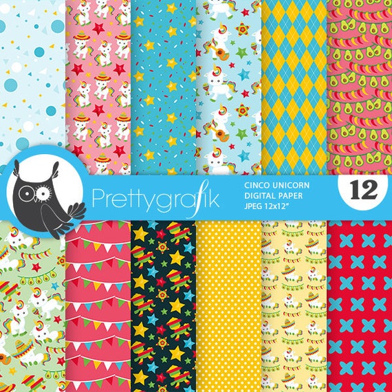 Cinco Unicorn, papers, commercial use, scrapbook papers, background ...