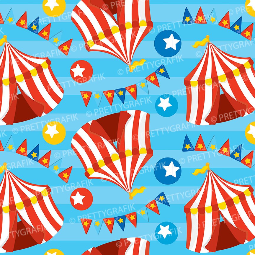 Circus Digital Paper Commercial Use Scrapbook Patterns - Etsy