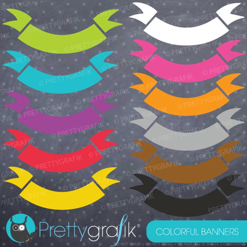 Colourful Banners Clipart Commercial Use Banner Vector - Etsy