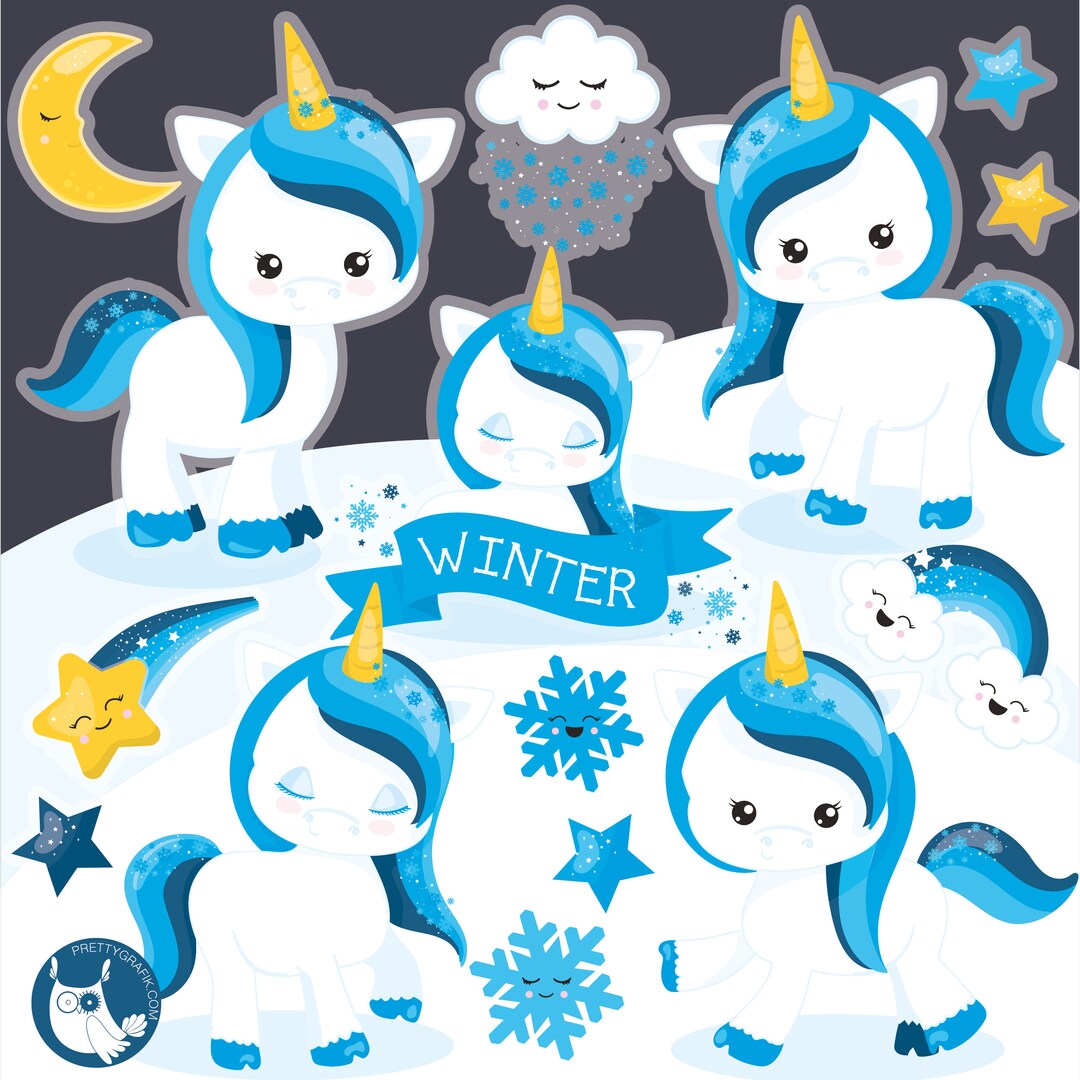 Winter Unicorn, Clipart, Clipart Commercial Use, Vector Graphics, Clip ...