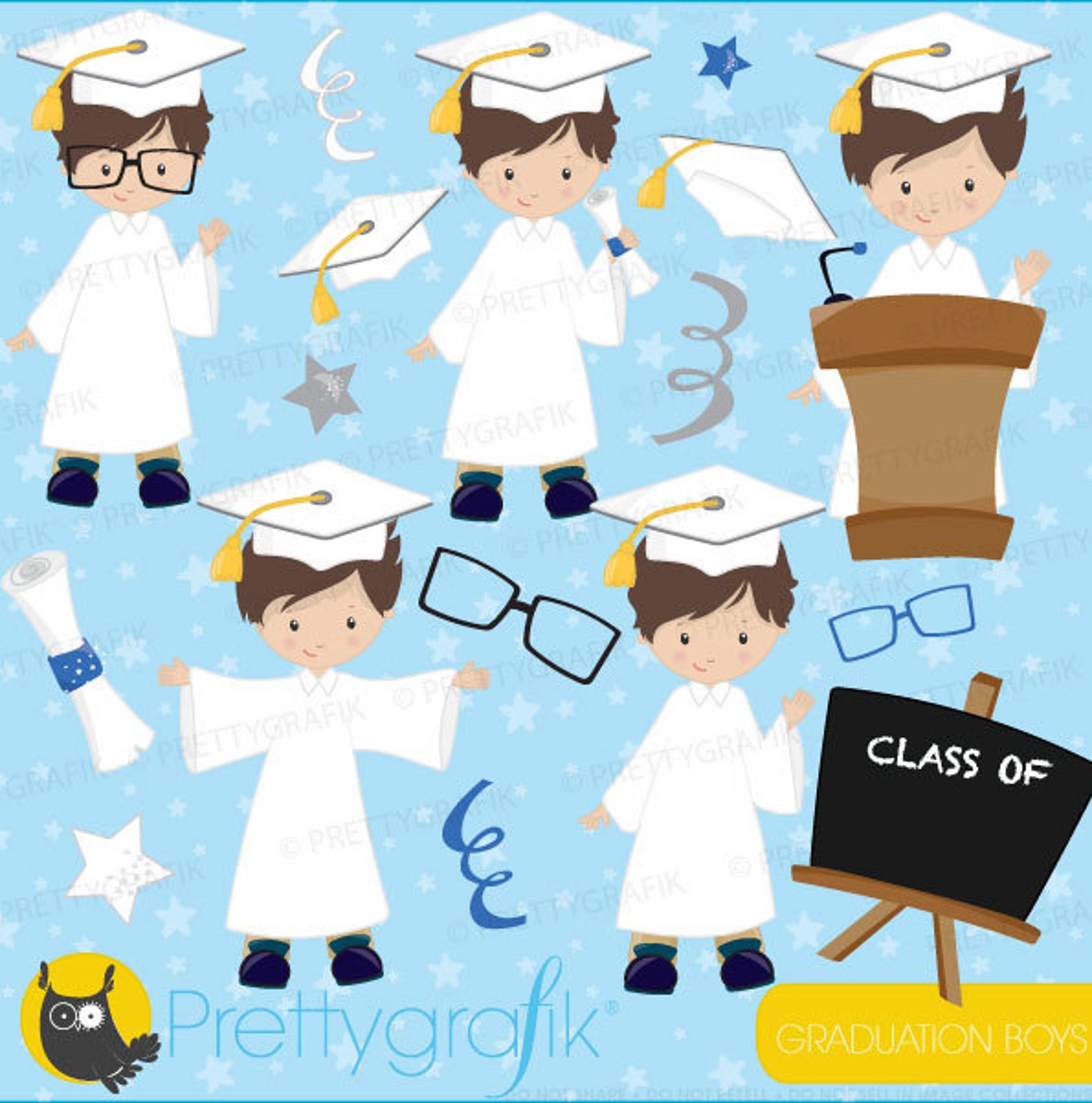 Graduation Boys Clipart Commercial Use Vector Graphics - Etsy
