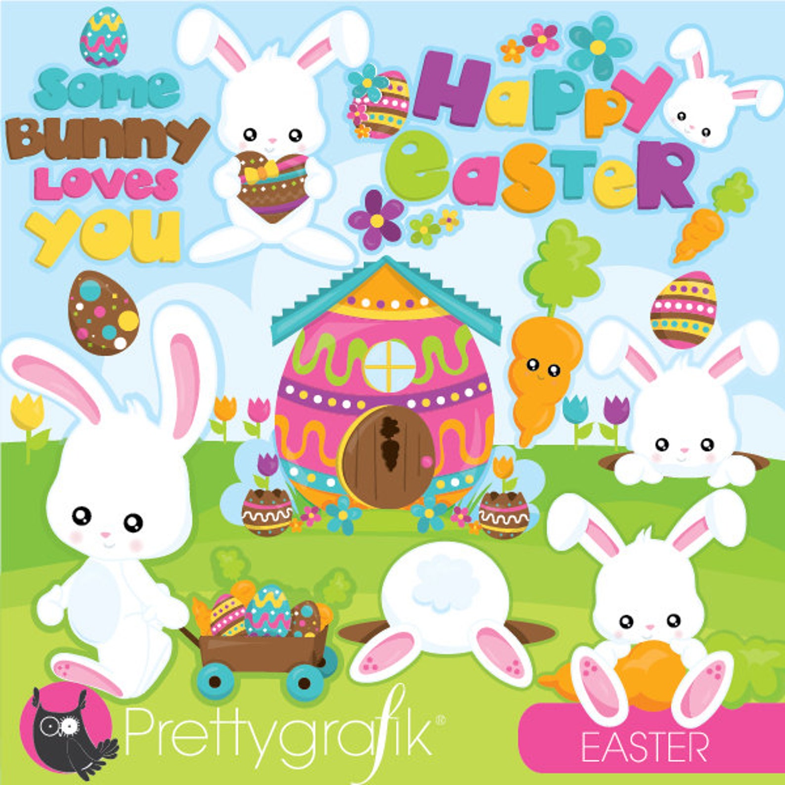 Easter Clipart Commercial Use, Easter Bunny Vector Graphics, Easter ...