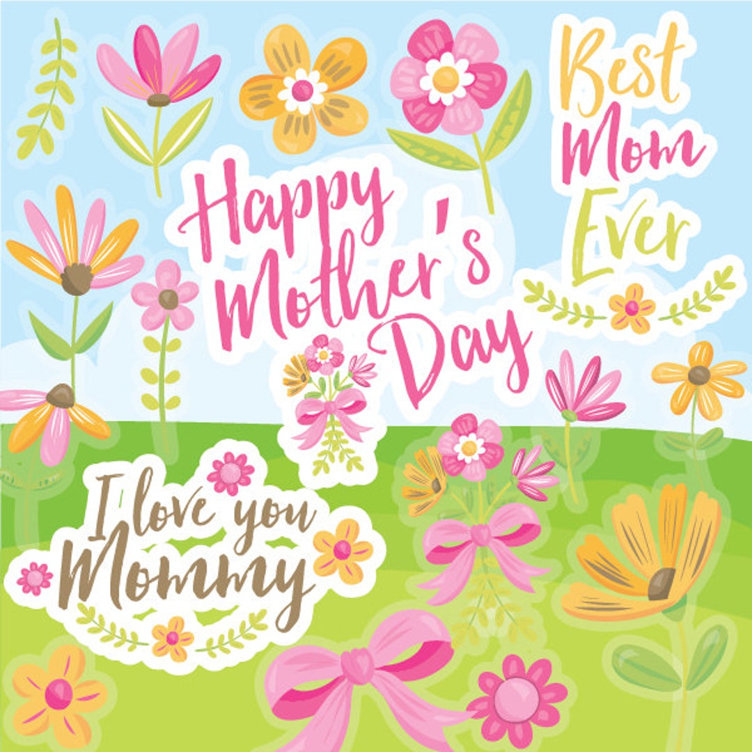 Mother's Day Clipart Commercial Use, Spring Vector Graphics, Flowers ...