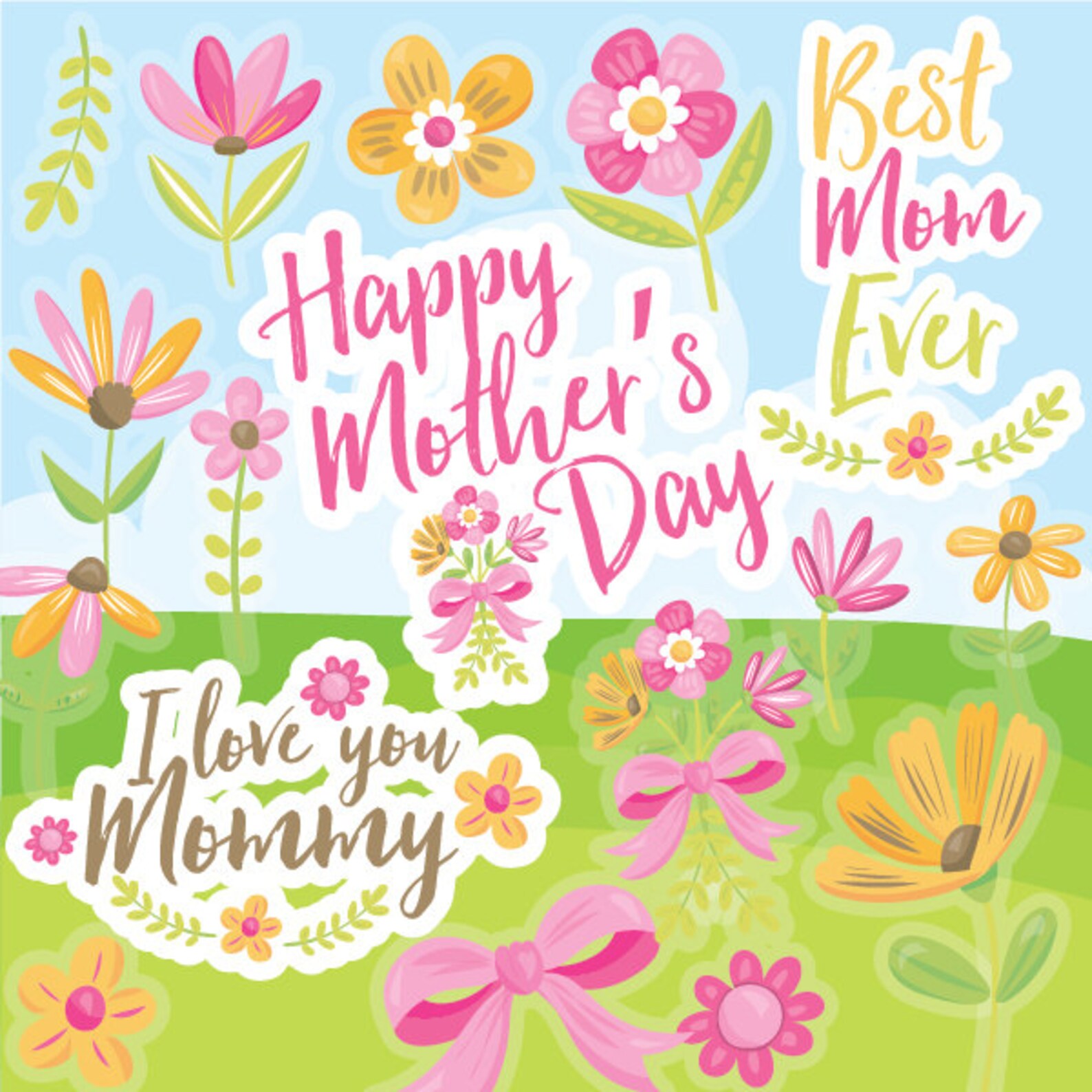 Mother's Day Clipart Commercial Use Spring Vector - Etsy