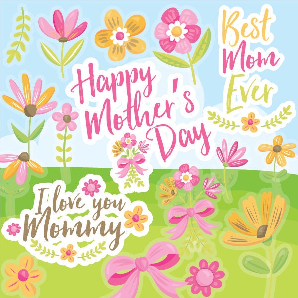 Mother's Day Clipart Commercial Use Spring Vector - Etsy