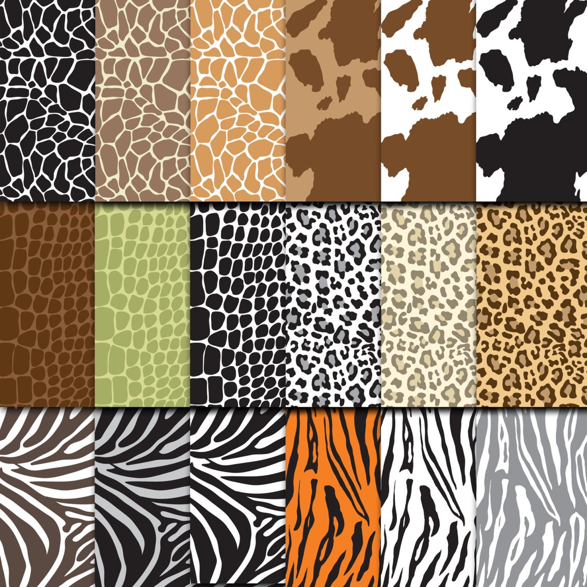 Animal Print Digital Paper Commercial Use Scrapbook Papers - Etsy