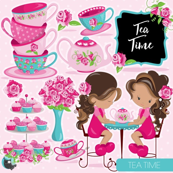 Tea Time clipart commercial use, tea party vector graphics, tea ...