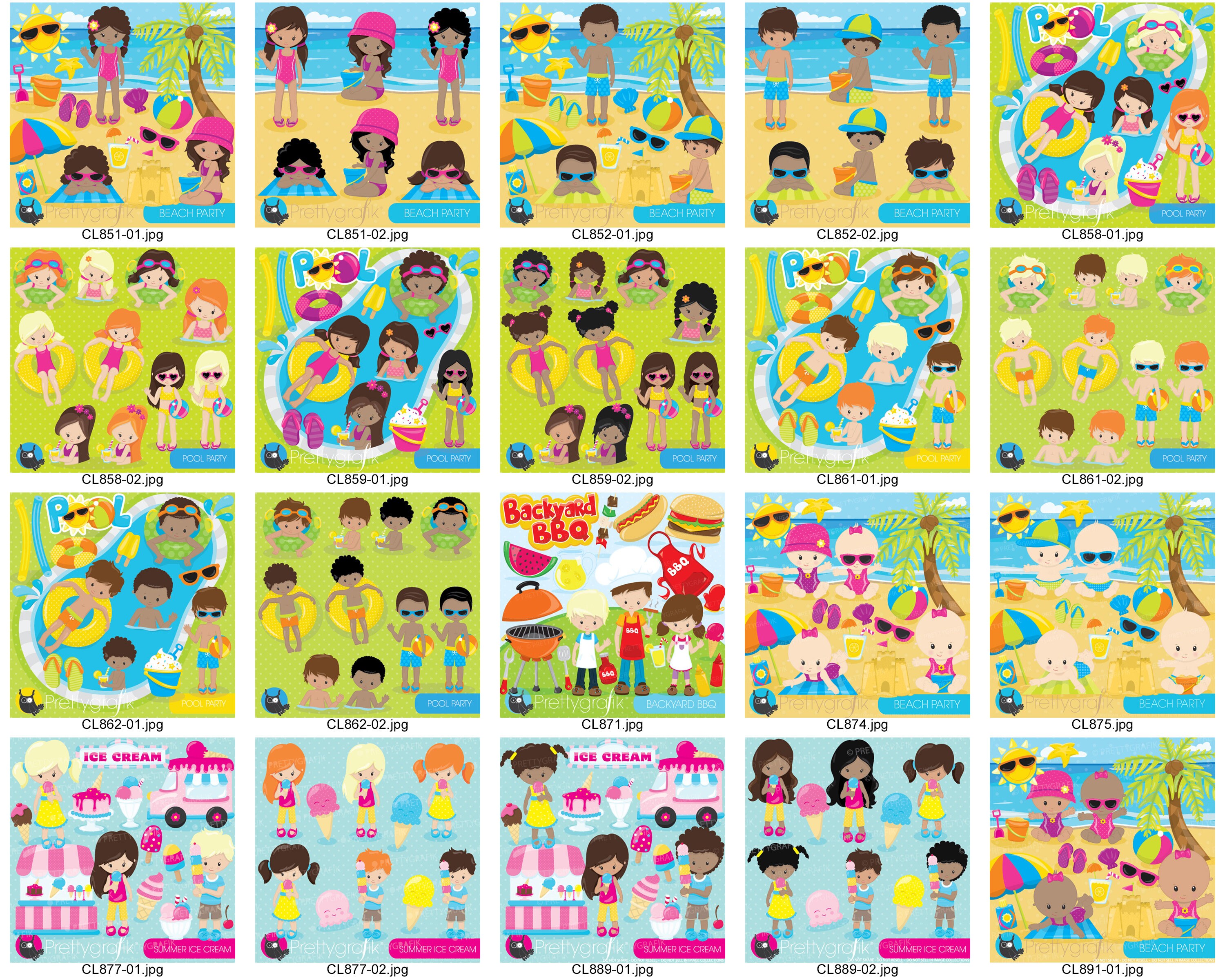 Summer Fun BUNDLE Graphic Set Clipart Commercial Use Fantasy - Etsy