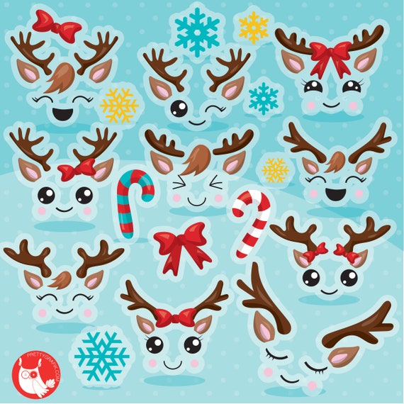 Reindeer face clipart commercial use, vector graphics, christmas ...