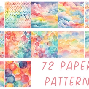 72 Rainbow Background Papers Bundle, Graphics, Printable, Commercial ...