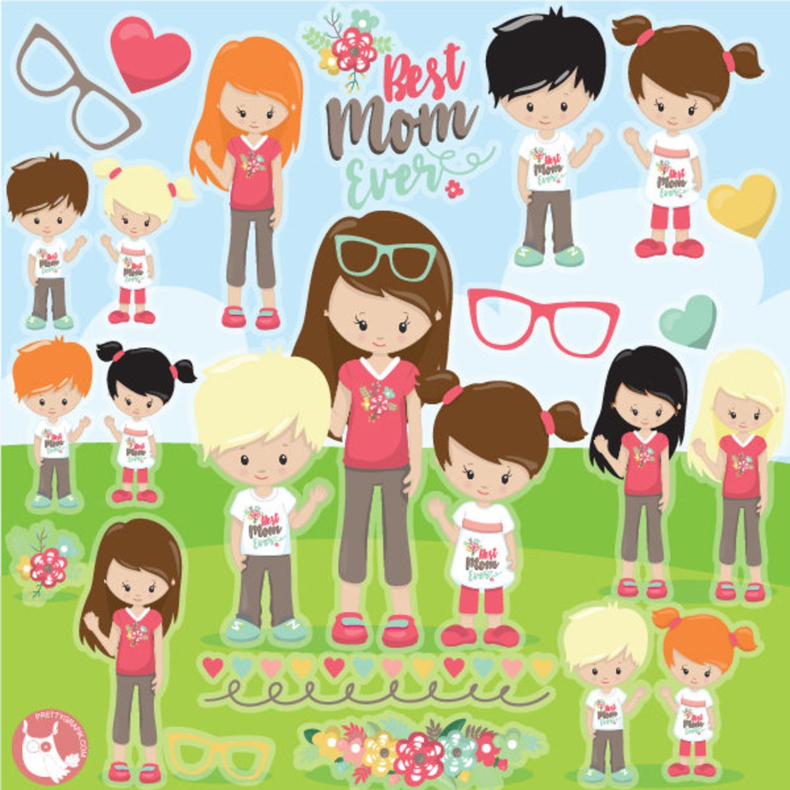 Mother's Day Clipart Commercial Use Mother's Day - Etsy