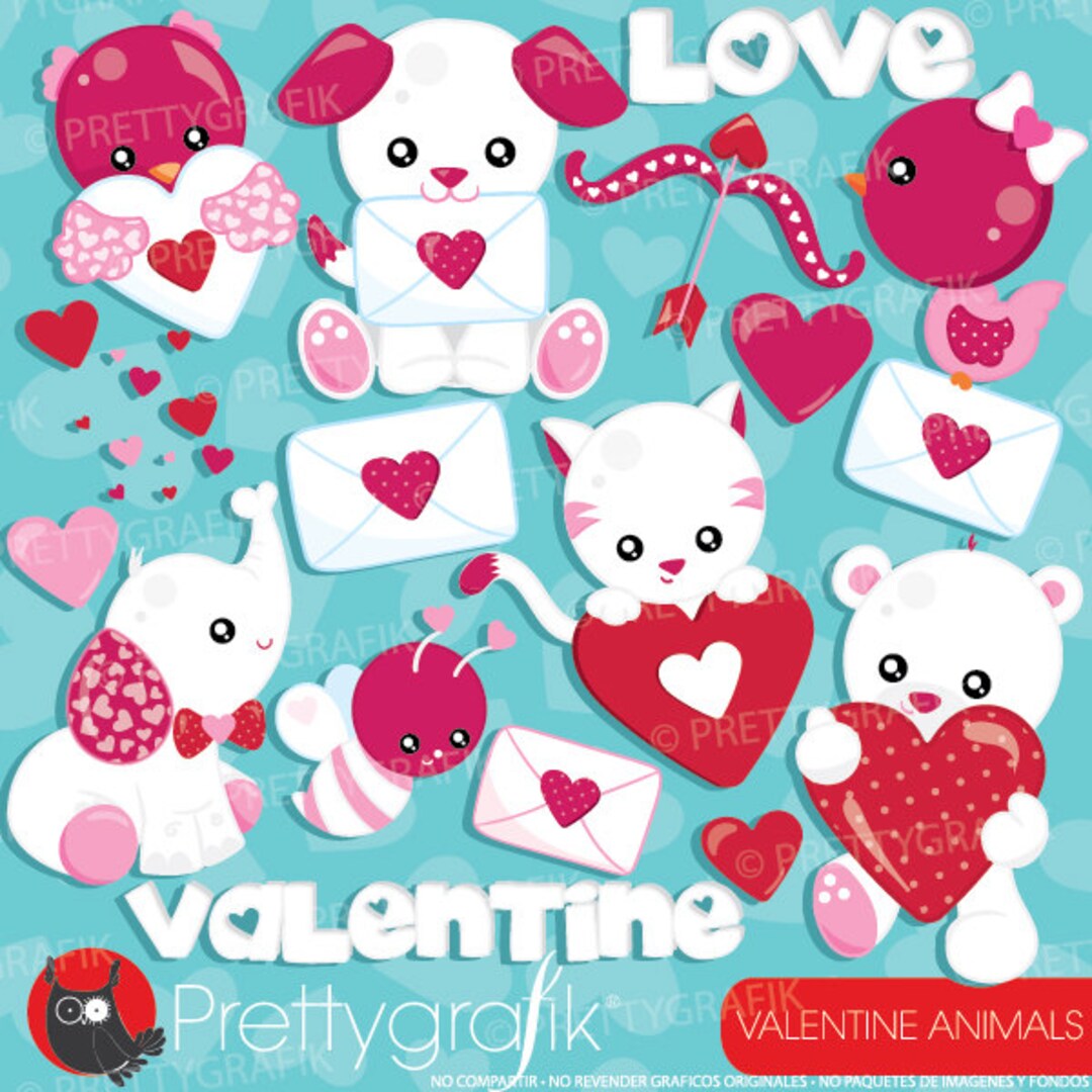 Valentine Animals Clipart Commercial Use, Valentine Clipart, Vector ...