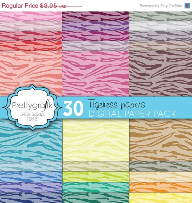 Tiger Animal Print Digital Paper Commercial Use Scrapbook - Etsy