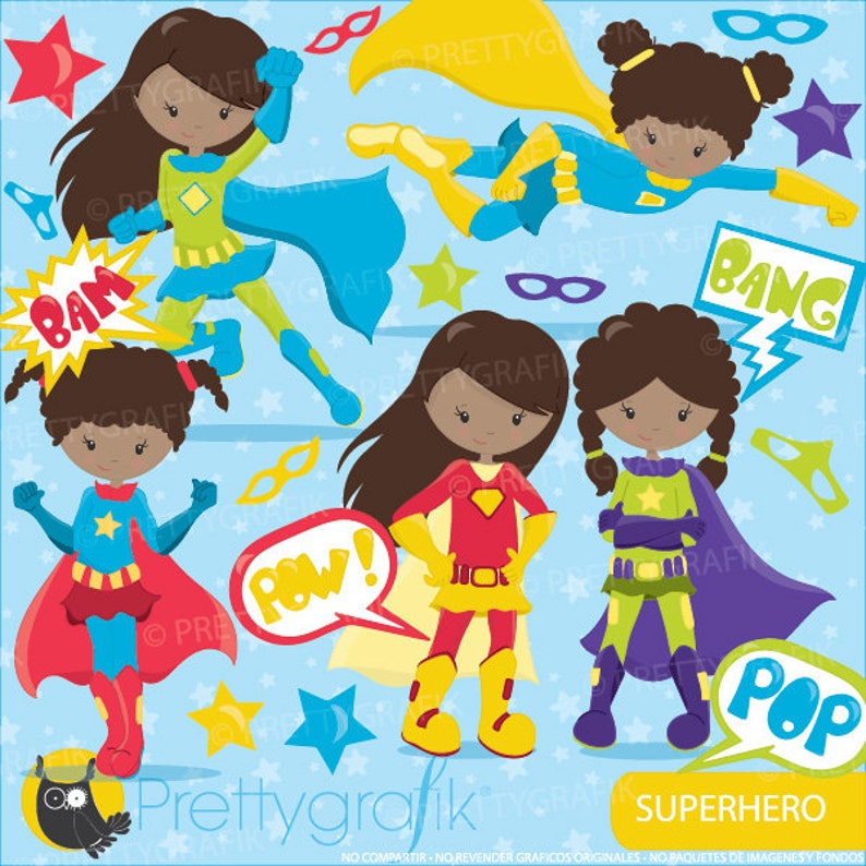 Superhero Girls Clipart Commercial Use Vector Graphics - Etsy