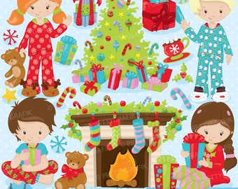 Christmas Morning Clipart Commercial Use Vector Graphics - Etsy